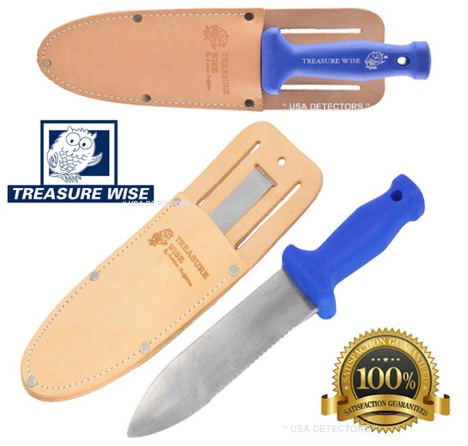 3-in-1 Treasure Wise Metal Detector DIGGING KNIFE with Large LEATHER ...