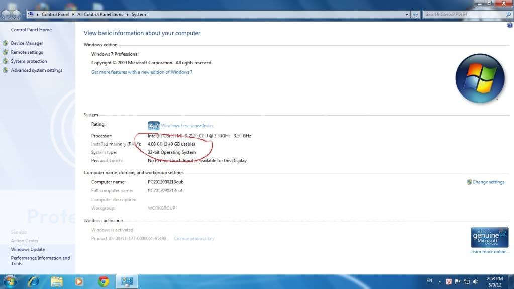 Hỏi về RAM/ win7 32 bit | Viết bởi hieudragon